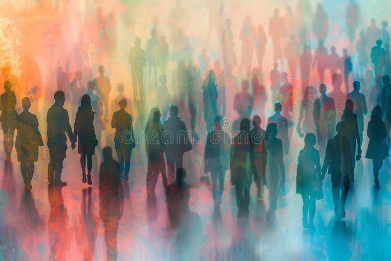 Silhouettes of People in a Dreamy Abstract Stock Illustration ... Silhouettes of People in a Dreamy Abstract Stock Illustration ...