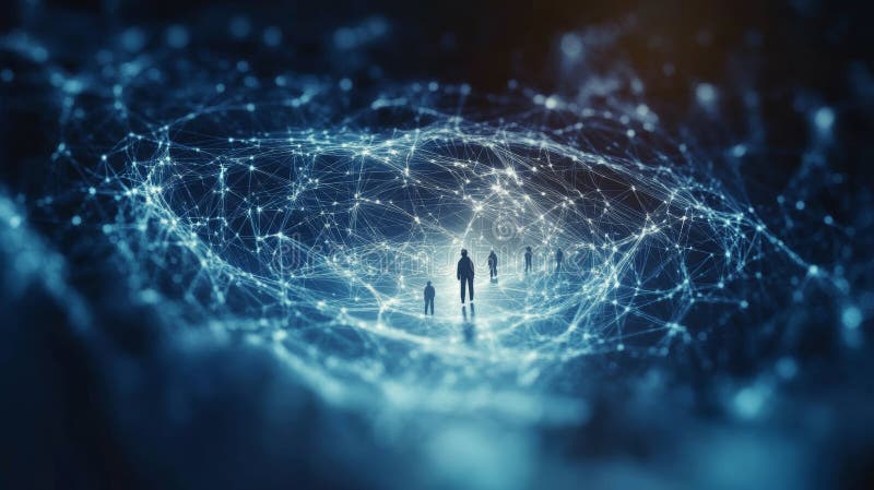 Silhouettes of People Networking with Global Connectivity Across a ...