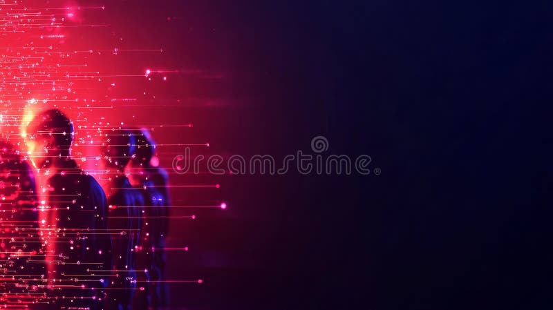 Silhouettes of People Stand in a Digital Landscape Symbolizing ...