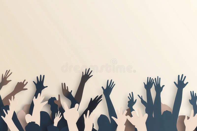 Silhouettes of People United with Hands Raised in a Minimalistic Flat ...