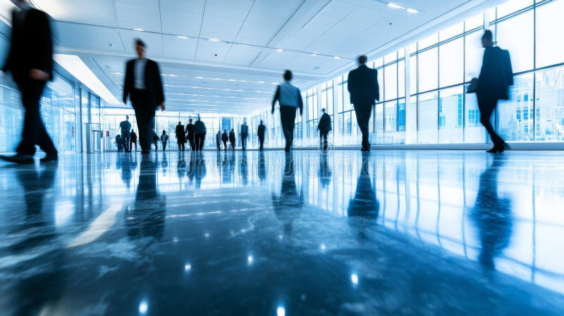 Silhouettes of People Walking in a Modern Office Building Stock ...