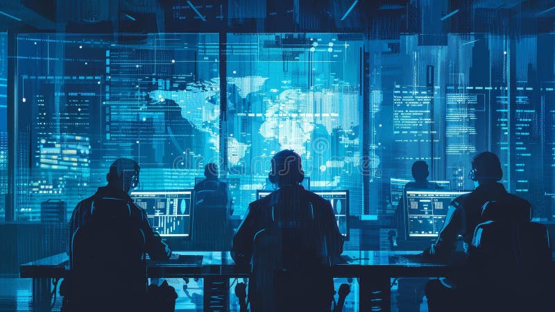 Silhouettes of Professionals Analyzing Data on Multiple Computer ...