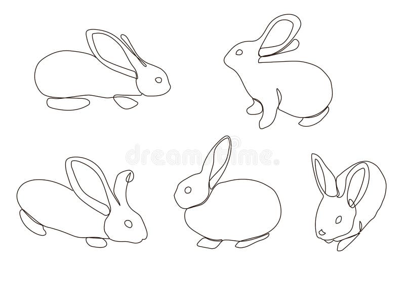 Silhouettes of Rabbits - Set of Vector Design of Animals Stock Vector ...