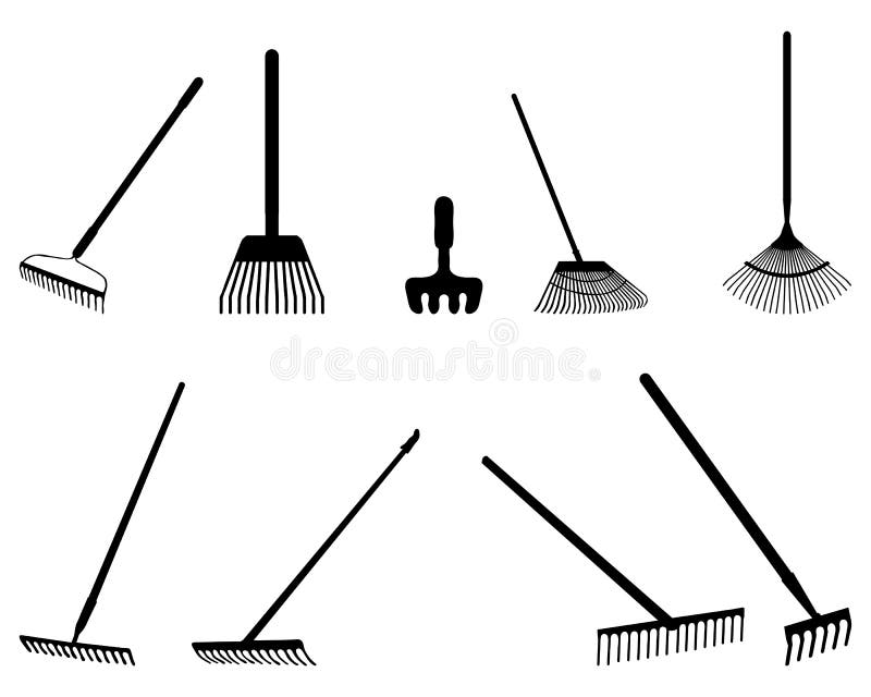 Silhouettes of rake stock illustration. Illustration of rake - 69478483