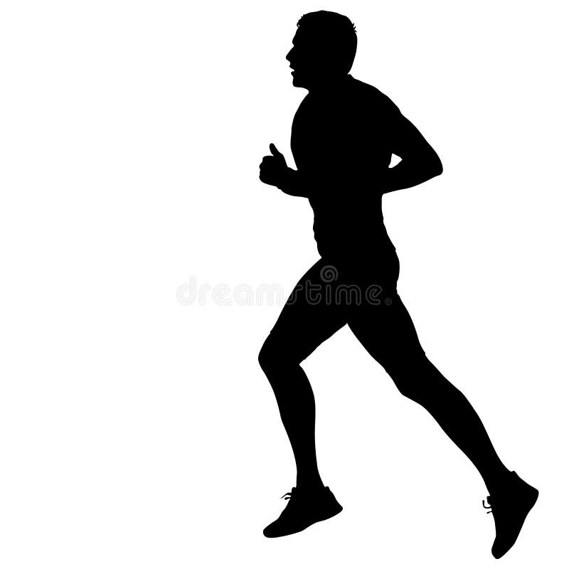 Silhouettes Runners on Sprint, Men. Vector Illustration Stock Vector ...
