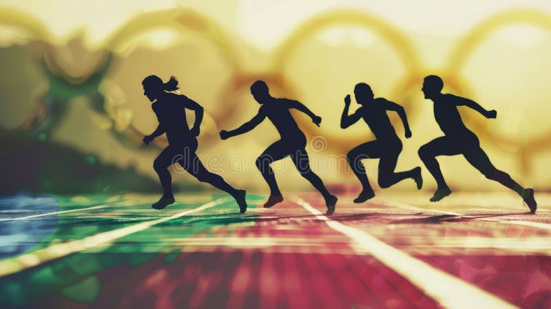 Silhouettes Running Against Each Other Stock Image - Image of group ...