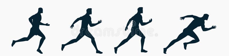 Silhouettes of running men stock vector. Illustration of vector - 193137415