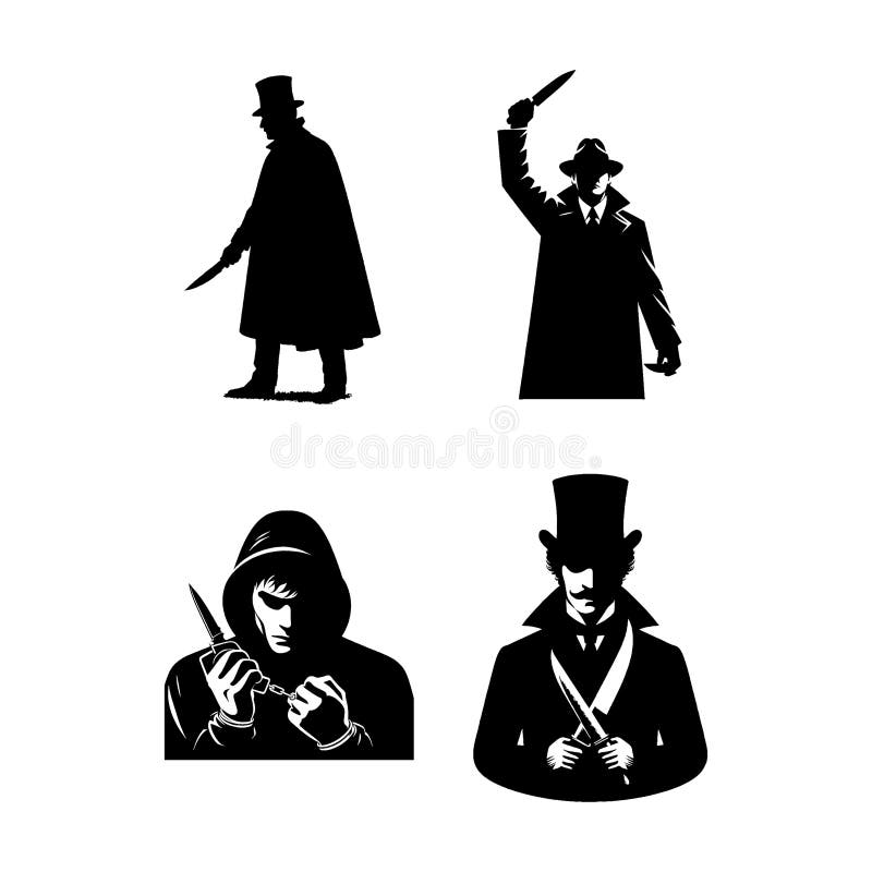 Silhouettes of Serial Killers Stock Illustration - Illustration of ...