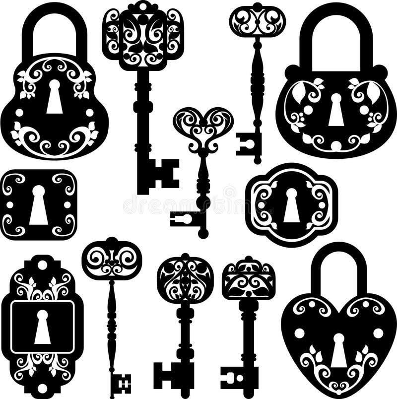 Old keys and locks stock vector. Illustration of exit - 29786976