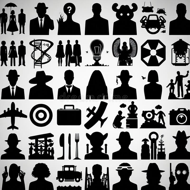 Silhouettes a Set of Silhouettes Representing People Objects or Stock ...