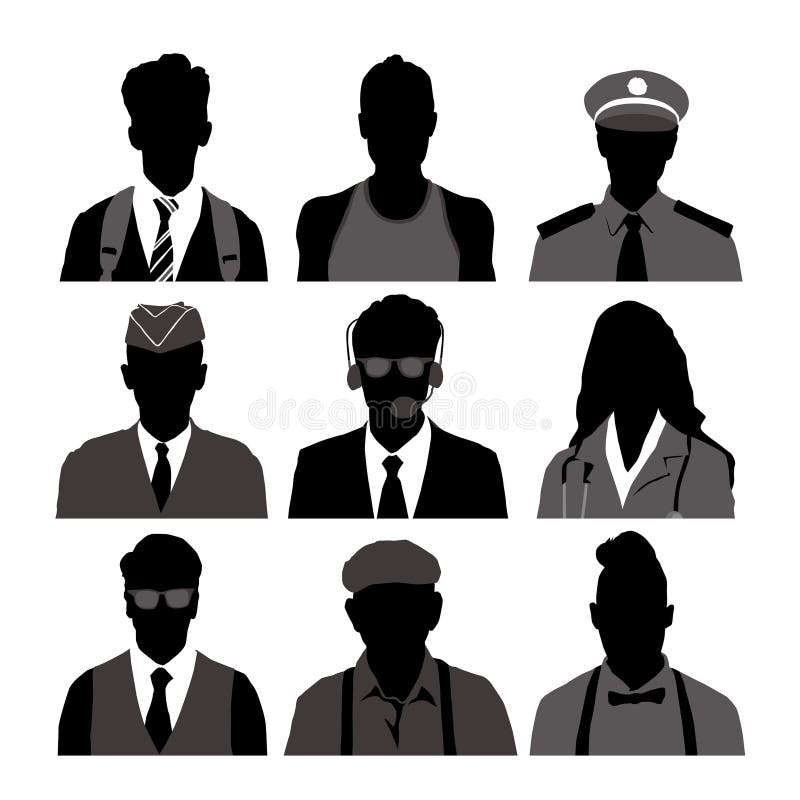 Silhouettes of Several Occupations Stock Vector - Illustration of ...