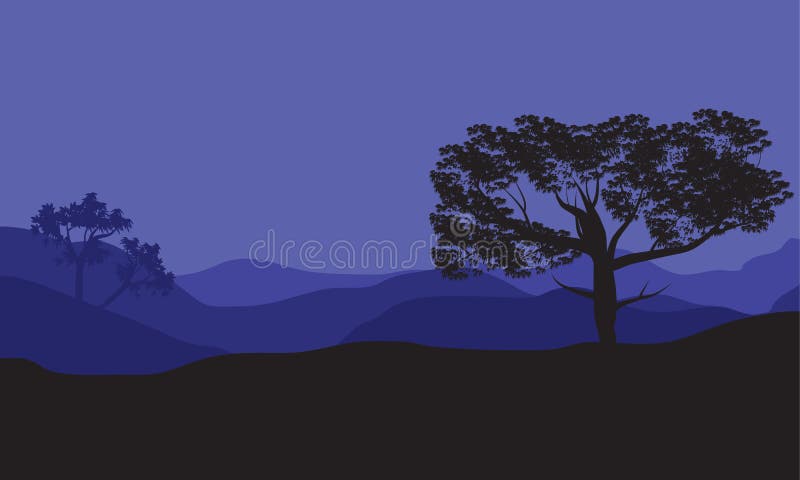 Silhouettes of Shade Tree at the Night Stock Vector - Illustration of ...