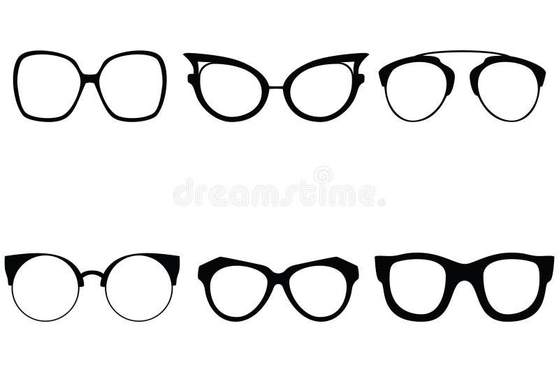 Black Spectacles and Sunglasses Collection Vector Silhouette Set Stock ...