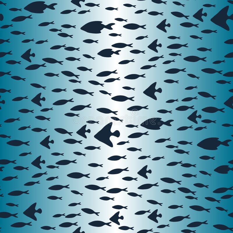 Silhouettes of Small Swimming Fish on a Gradient Background of Water ...