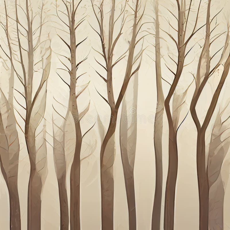 Silhouettes of Stylized Bare Trees. Monochrome Tree Silhouettes Pattern ...