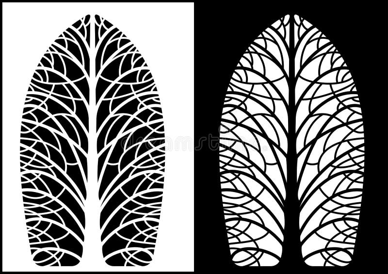 Silhouettes Symmetrical Trees Stock Illustration - Illustration of ...