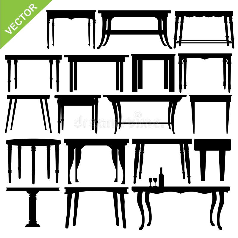 Silhouettes table stock vector. Illustration of home - 83848528