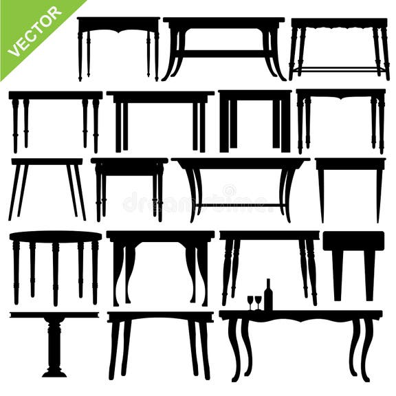 Silhouettes table stock vector. Illustration of home - 83848528