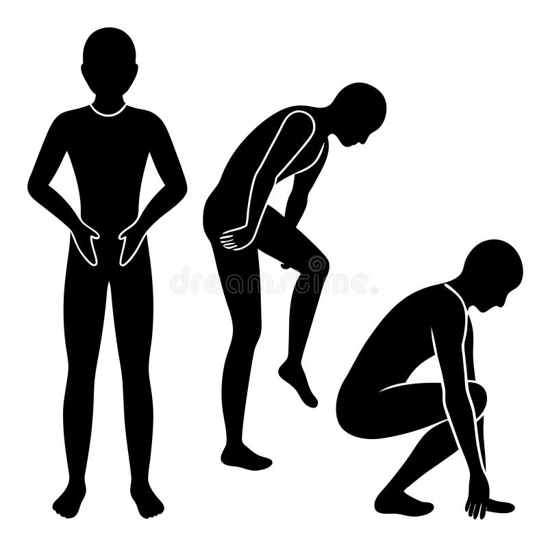 Human Body Silhouettes in Various Poses - Standing, Bending, Squatting ...