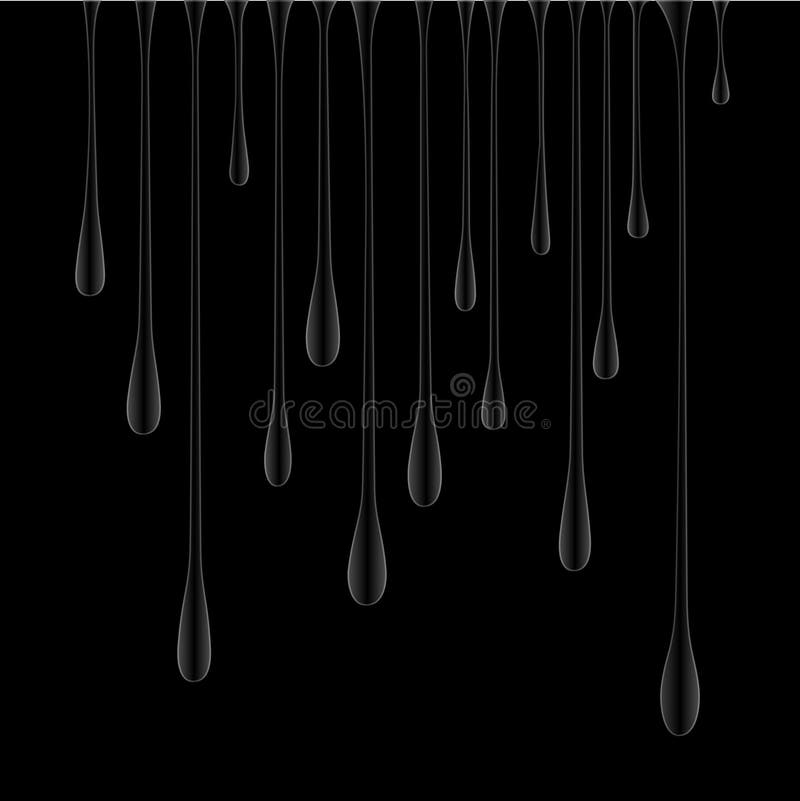 Silhouettes of Transparent Drops Drip Down the Black Surface, Pattern ...