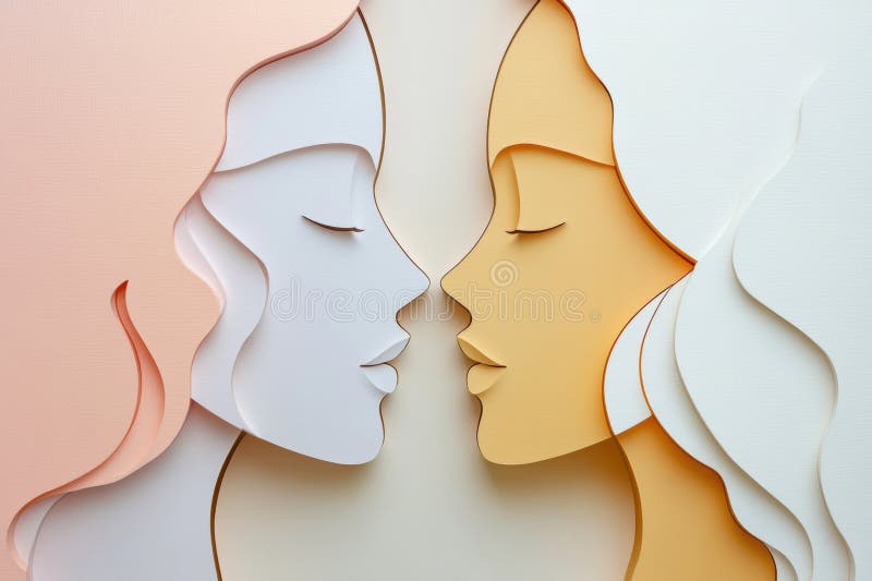 Silhouettes of Two Faces in Soft Pastel Tones Represent a Profound ...