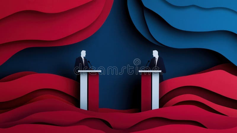 Bold Paper Art Illustration of Political Debate with Dynamic ...