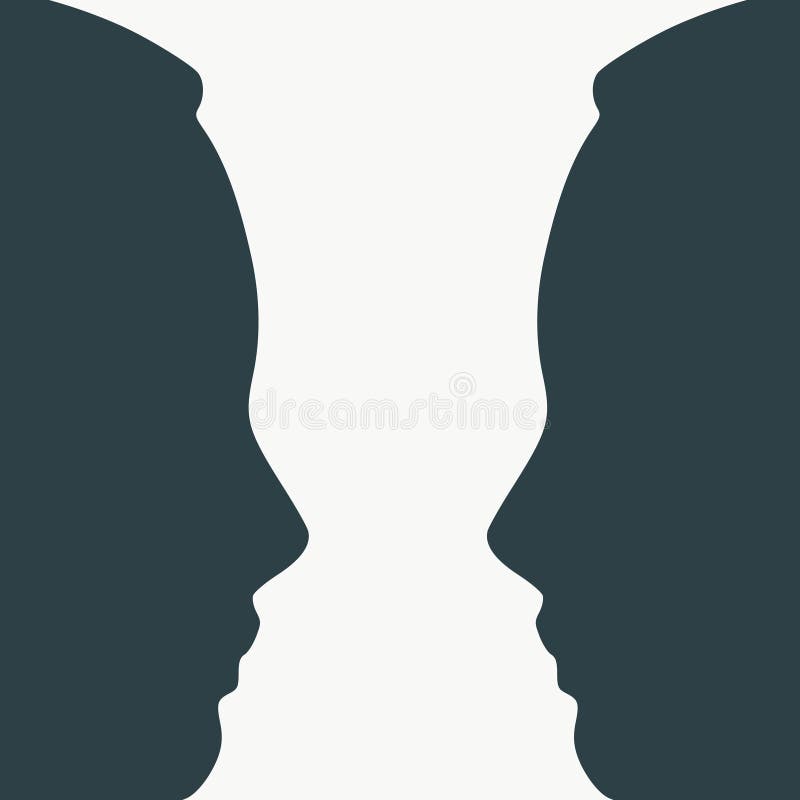 Silhouettes of two head. stock vector. Illustration of human - 123065729