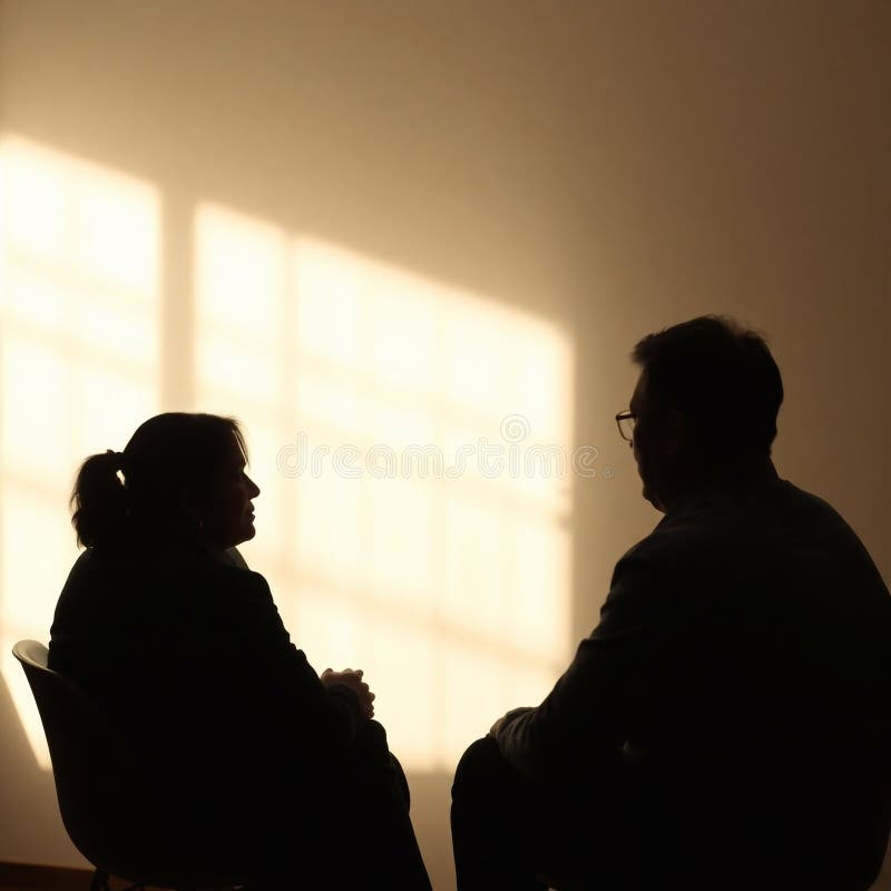 Silhouettes of Two People Talking. Stock Illustration - Illustration of ...