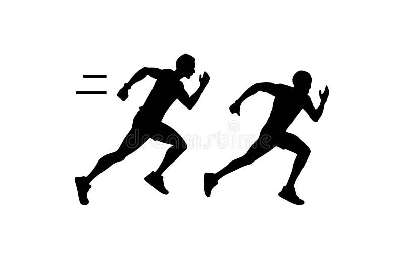 Two Runners Silhouettes Sprint Competition Stock Vector - Illustration ...
