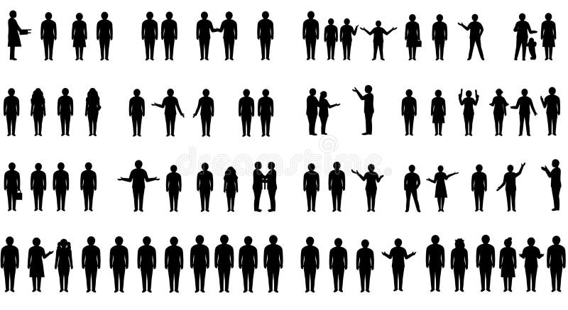 Silhouettes of Various Human Figures are Arranged in Rows, Showcasing ...