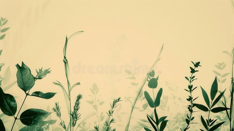 Silhouettes of Various Leaves and Flowers on a Solid Background ...