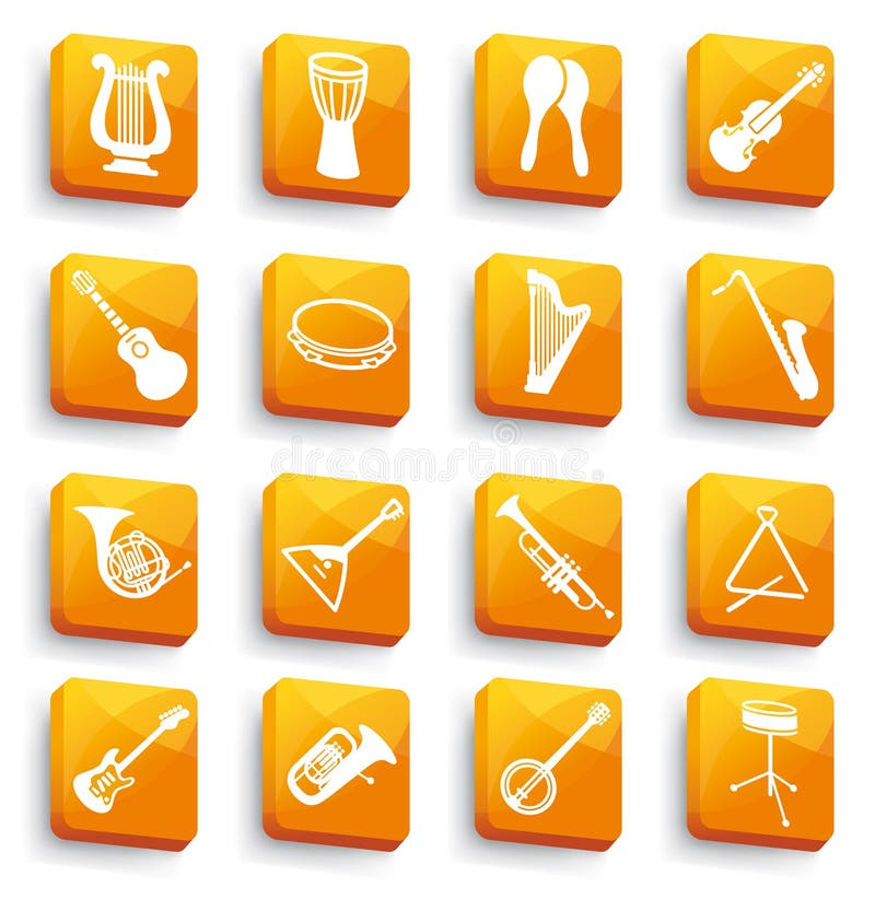 Buttons of Musical Instruments Stock Vector - Illustration of jazz ...