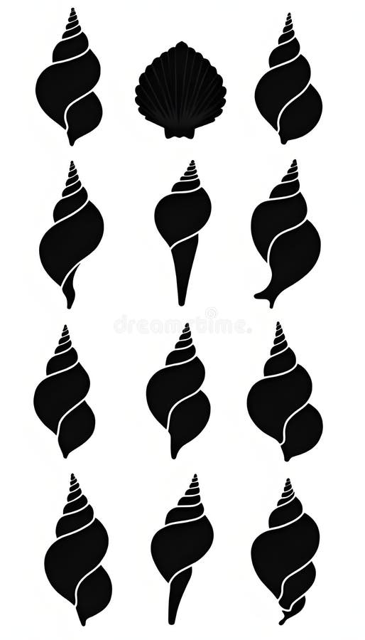 Silhouette Shells Ocean S Graphic Art Stock Illustration - Illustration ...