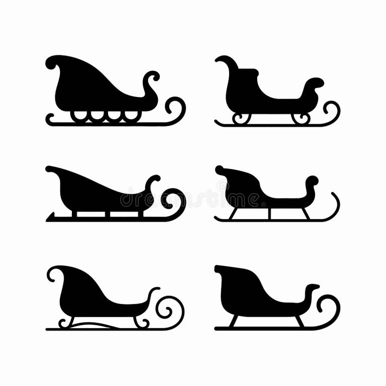 Silhouettes of Various Sled Designs are Arranged in Two Rows Stock ...