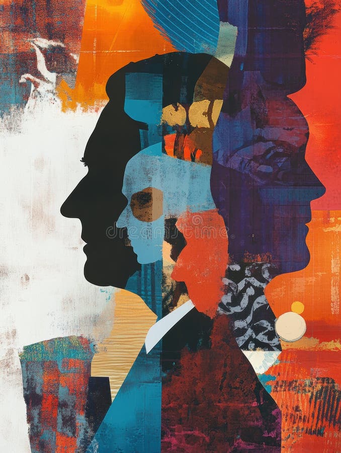 Modern Artistic Collage Showcasing Silhouettes of World Leaders with ...