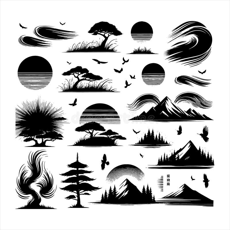 A Silhouettes Vector Design of Brush Strokes Stock Vector ...