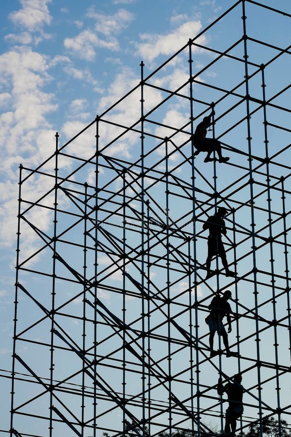 Workers on Scaffolding stock image. Image of blue, bricks - 8046785