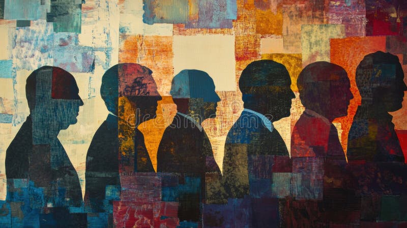 Modern Artistic Collage of World Leaders Silhouettes with Abstract ...