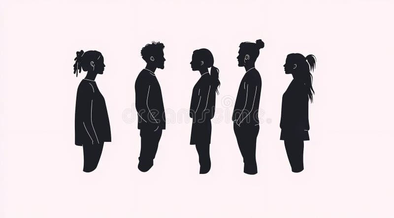 Silhouettes Youthful Group Conversation Stock Illustration ...