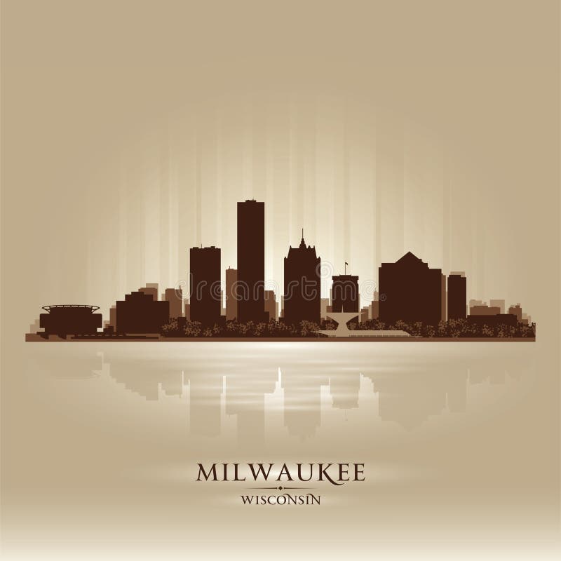 Silhueta Da Skyline Da Cidade De Milwaukee Wisconsin Ilustração do ...