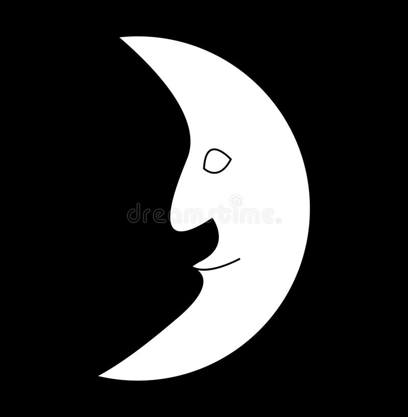 Silhueta de lua figurativa ilustração do vetor. Ilustração de perfil ...