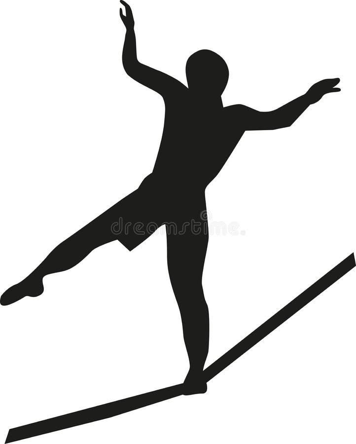 Silhueta De Slackline No Círculo Preto Ilustração do Vetor - Ilustração ...