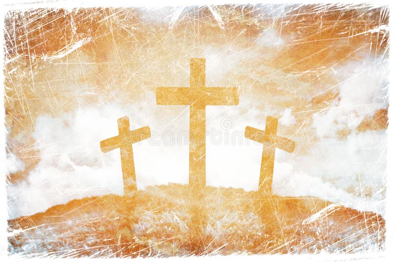 Silhueta de três cruzes foto de stock. Imagem de renascimento - 23823040