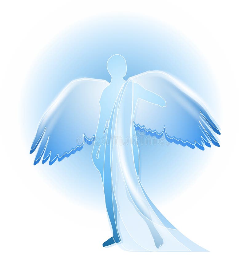 Silhueta do anjo azul ilustração stock. Ilustração de corpo - 4463257