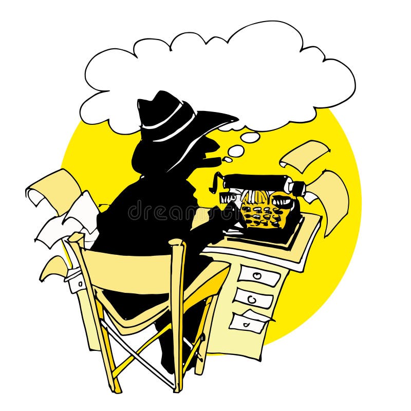 Silhueta do escritor ilustração stock. Ilustração de amarelo - 46121132