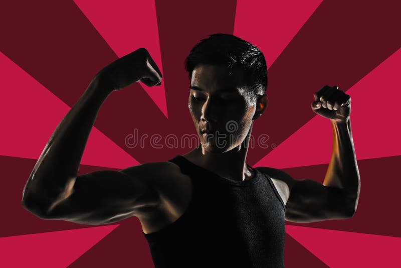 Silhueta do homem forte imagem de stock. Imagem de muscular - 45183897