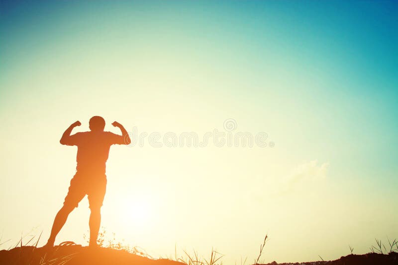 Silhueta do homem forte foto de stock. Imagem de corpo - 104051242