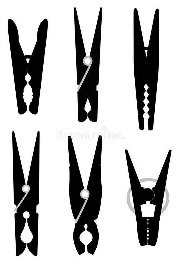 Silhueta Dos Pregadores De Roupa Ilustração do Vetor - Ilustração de ...