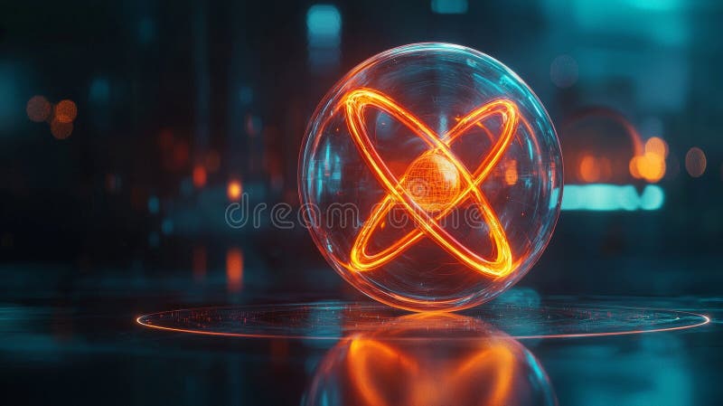 Silicon Atom Model with Detailed Electron Orbitals and Glowing Nucleus ...