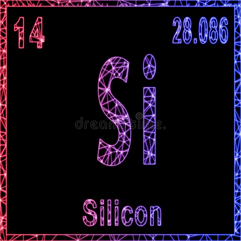 Silicon Chemical Element, Sign with Atomic Number and Atomic Weight ...